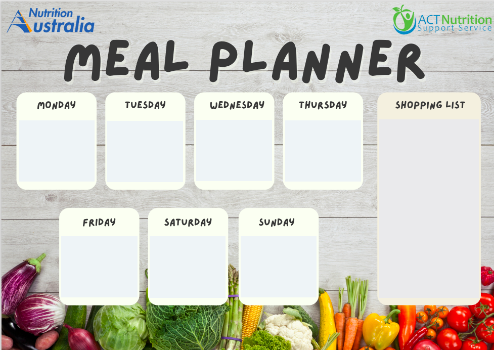 Digital Meal Planner | ACT Nutrition Support Service